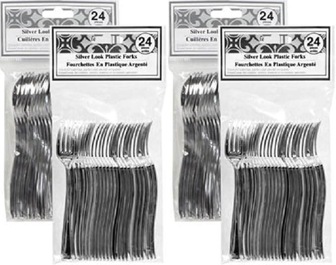 Amazon.com: Mini Silver Forks and Mini Silver Spoons, 48 each (96 ...