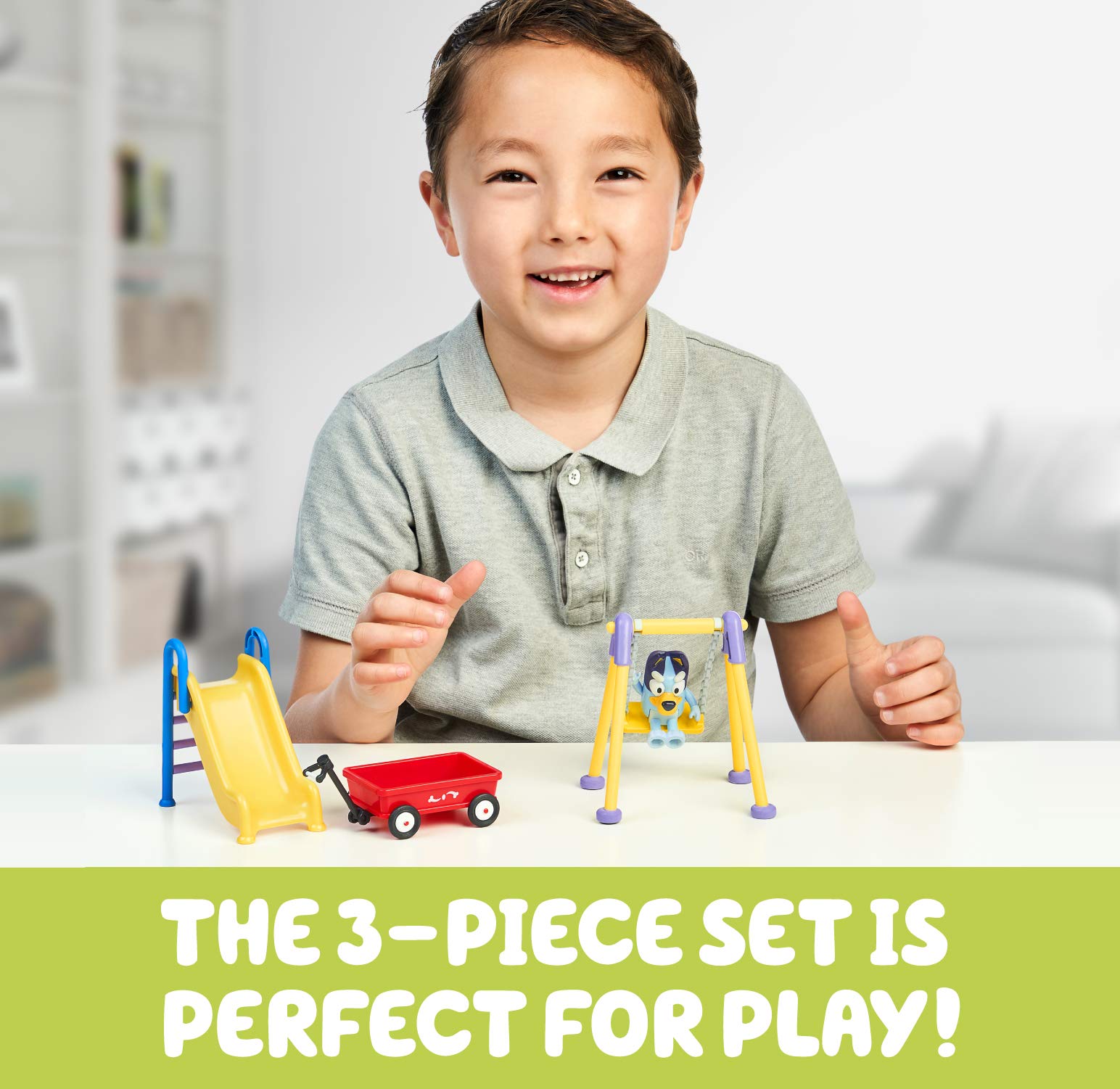 Bluey Park Playset with Bluey 2.5" Figure, Wagon, Swing Set, and Slide ...