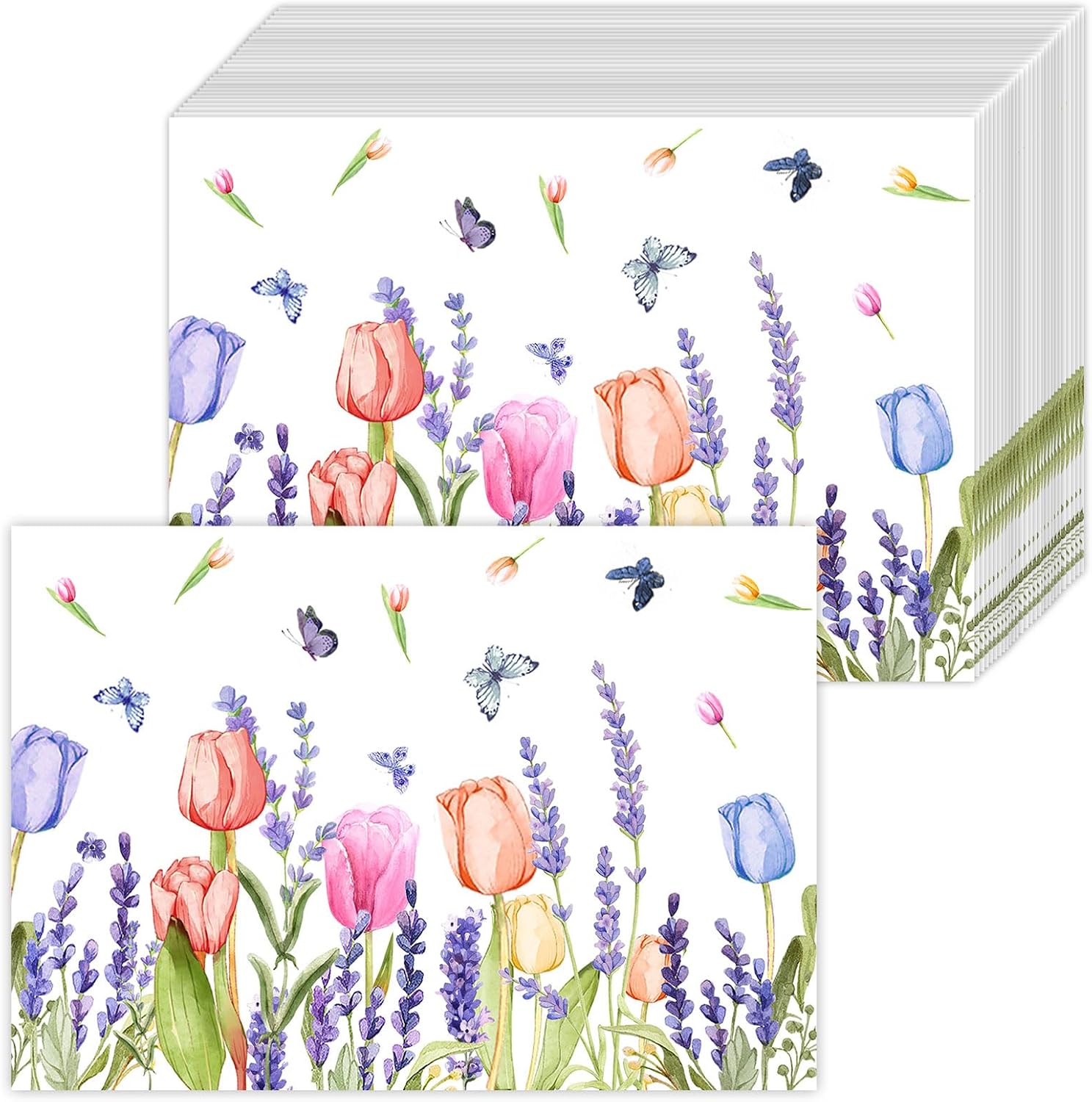 Amazon.com: Paper Placemats Disposable 50 Pack Lavender Tulip Spring ...