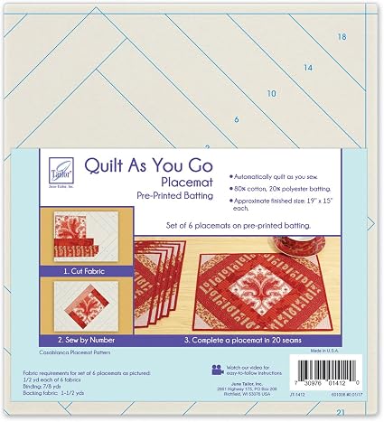 Amazon.com: June Tailor Quilt As You Go Placemats Patterns Casablanca ...