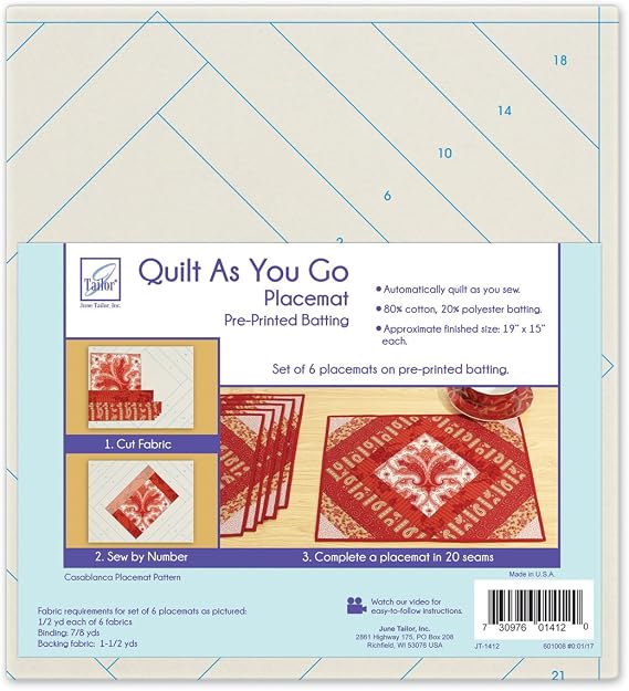 Amazon.com: June Tailor Quilt As You Go Placemats Patterns Casablanca ...