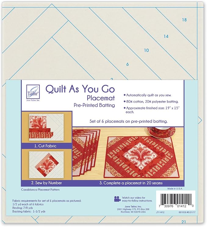 Amazon.com: June Tailor Quilt As You Go Placemats Patterns Casablanca ...