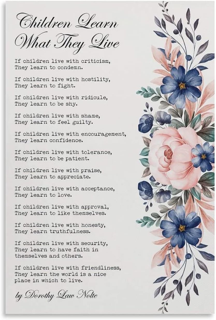 Amazon.com: BLUDUG Children Learn What They Live Poem Poster, 12x18inch ...