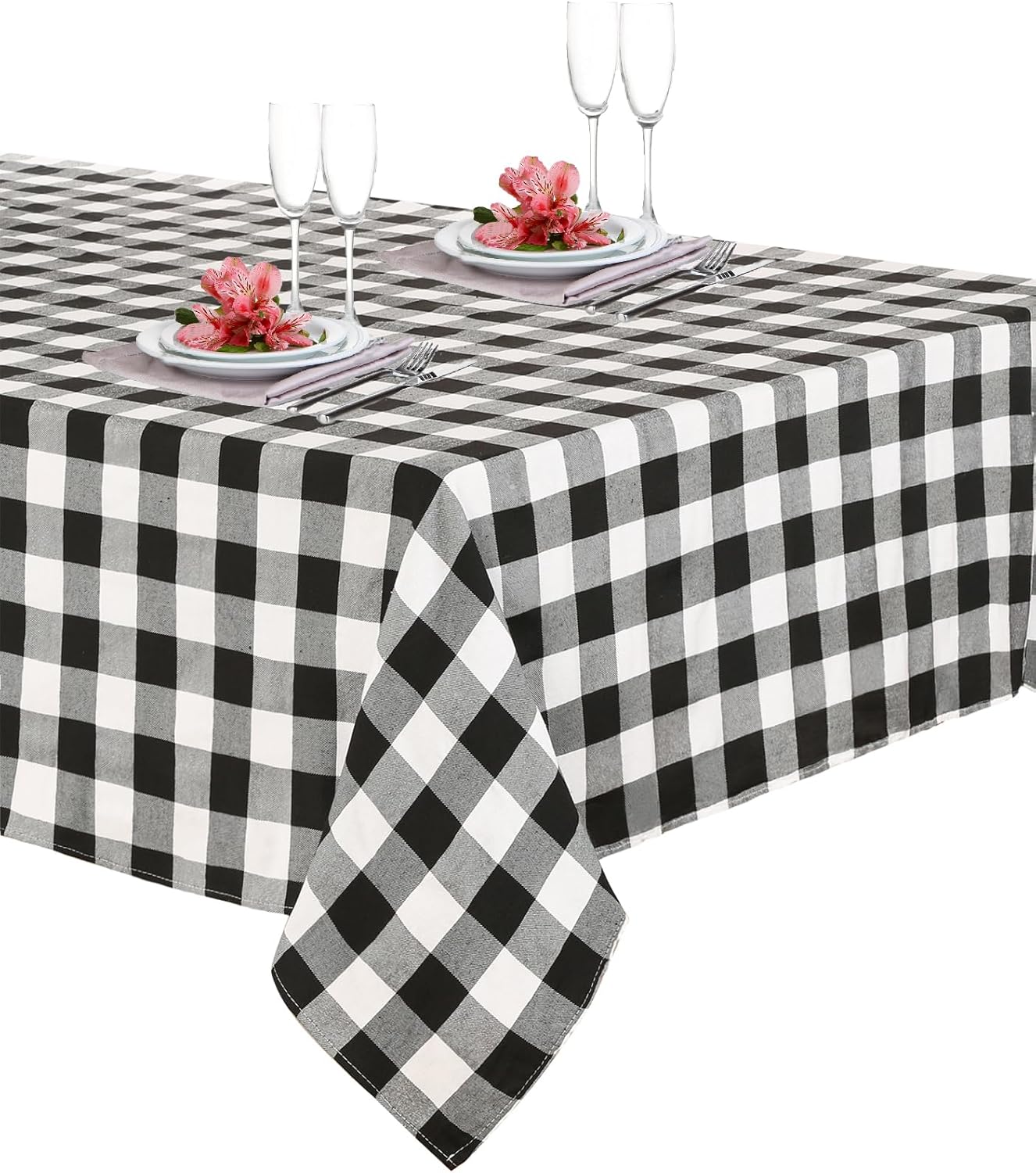 Black and White Buffalo Plaid Tablecloth 56x84 Inches Checkered Table ...