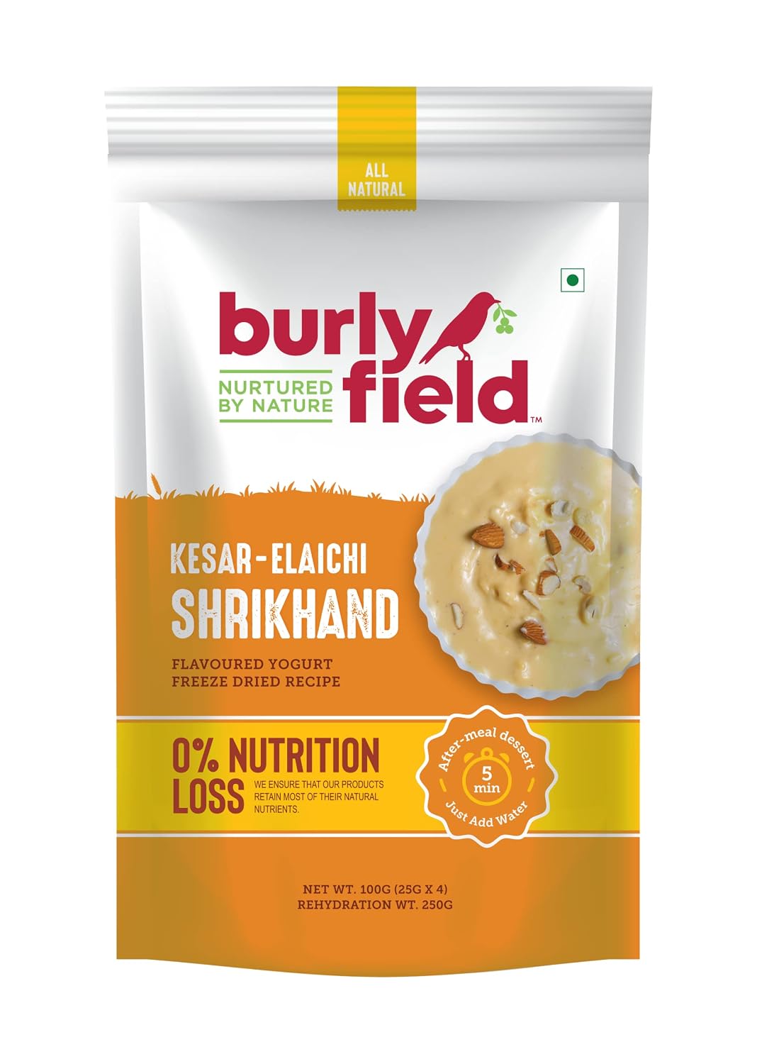 Burlyfield Kesar Elaichi Shrikhand Ready Mix | Instant Freeze-Dried ...
