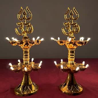 Amazon.com: Saleberate Electric Plastic Light Pooja Diya with LED Spark ...