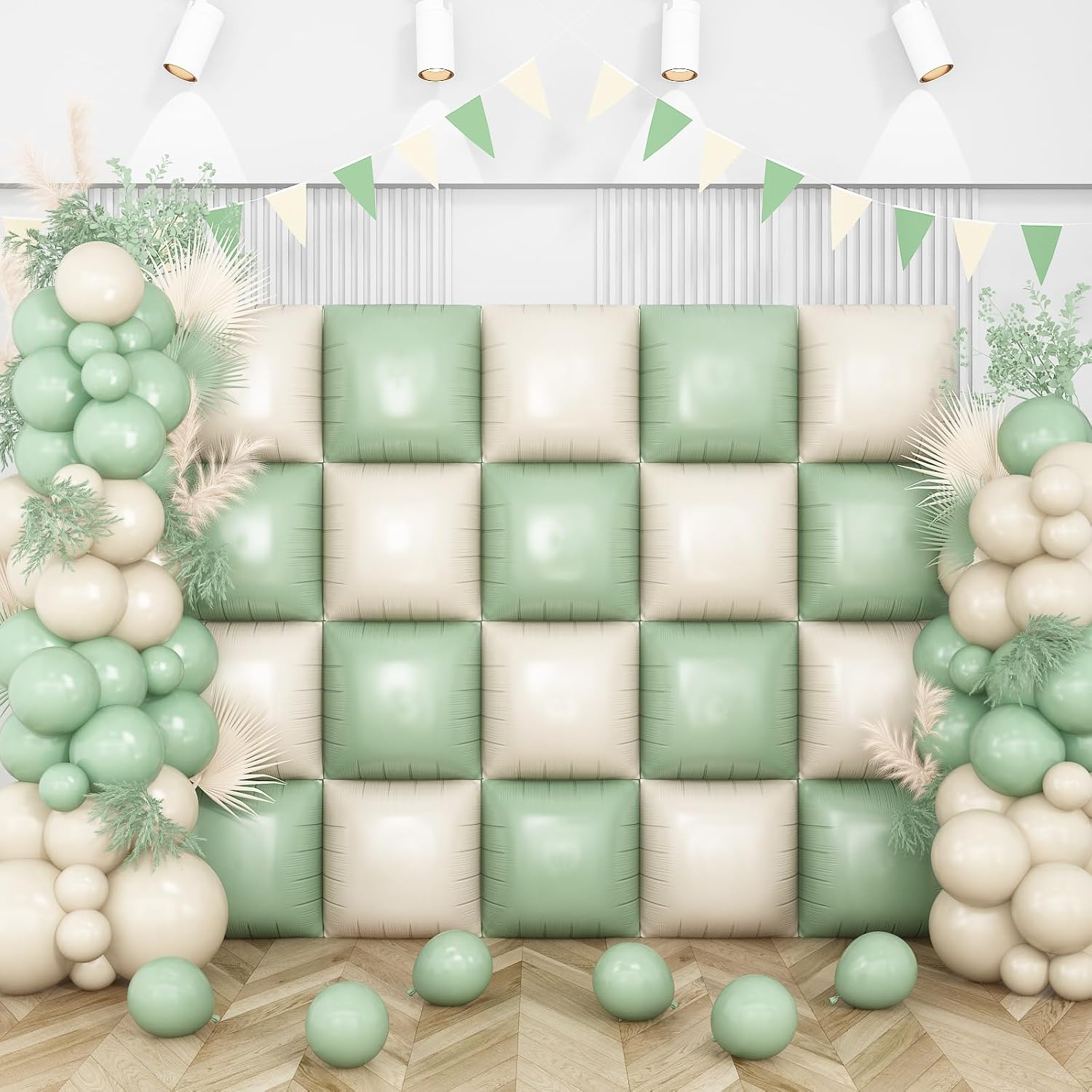 Amazon.com: HILAVO Mint Green Square Foil Balloon Wall, 20 PCS Double ...