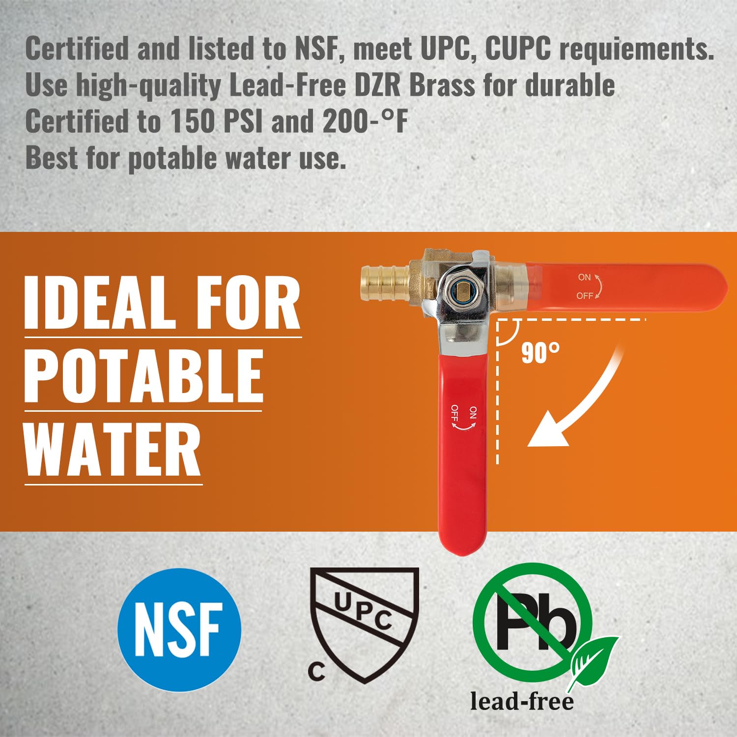 Snapklik.com : 2-Pack Pex Ball Valve 1/2 Inch, Full Port 1/4 Turn Crimp ...