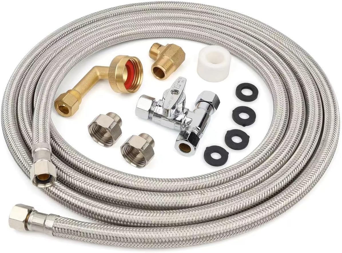 Amazon.com: Dishwasher Hose Kit -10 FT Stainless Steel Braided ...