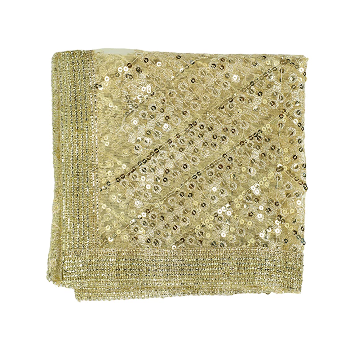 Buy Aditri Creations Large Work Chunari White Golden Netted Cloth Pooja ...