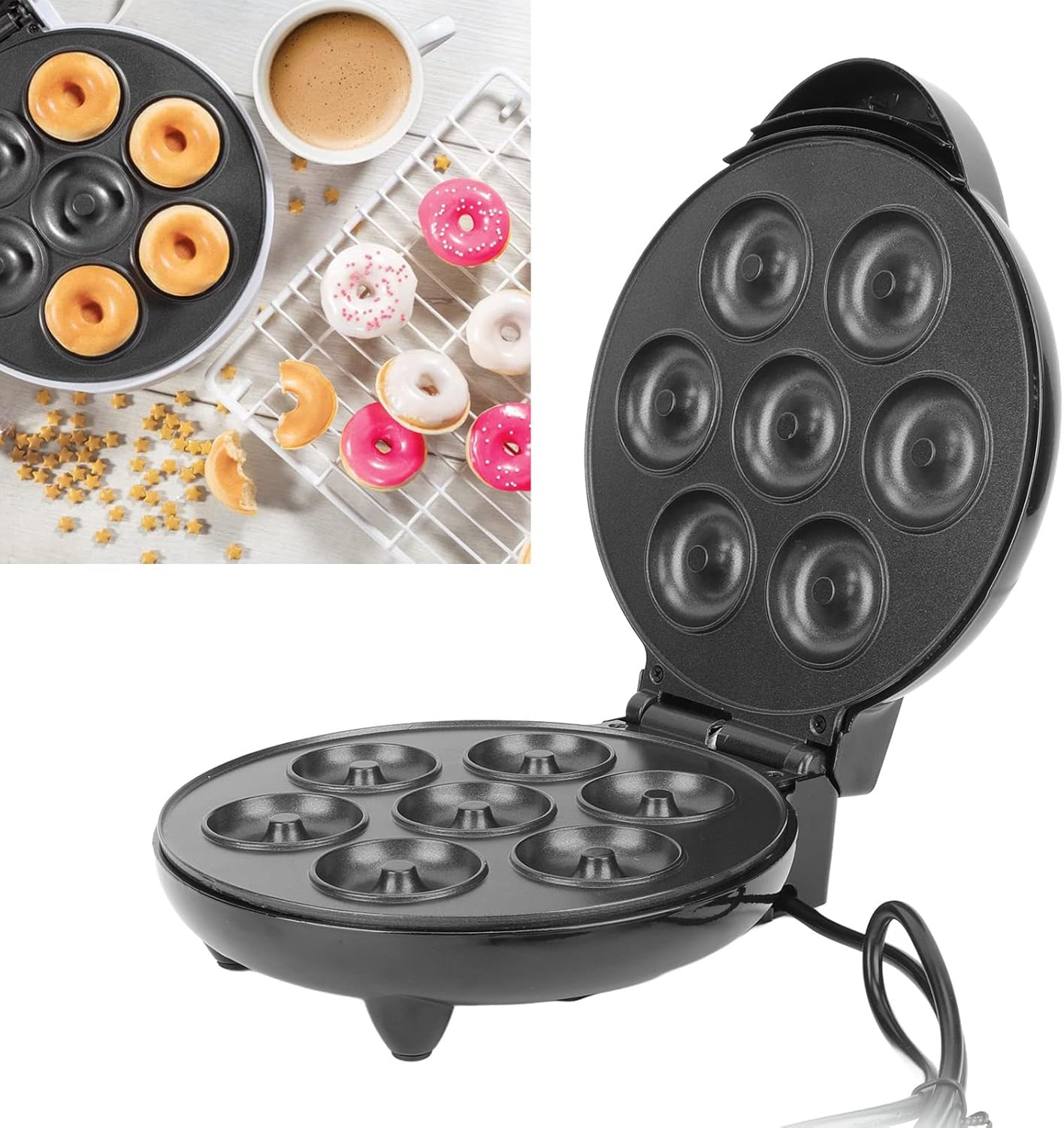 Amazon.com: 7 Holes Mini Donut Maker Machine, Electric Donut Maker with ...