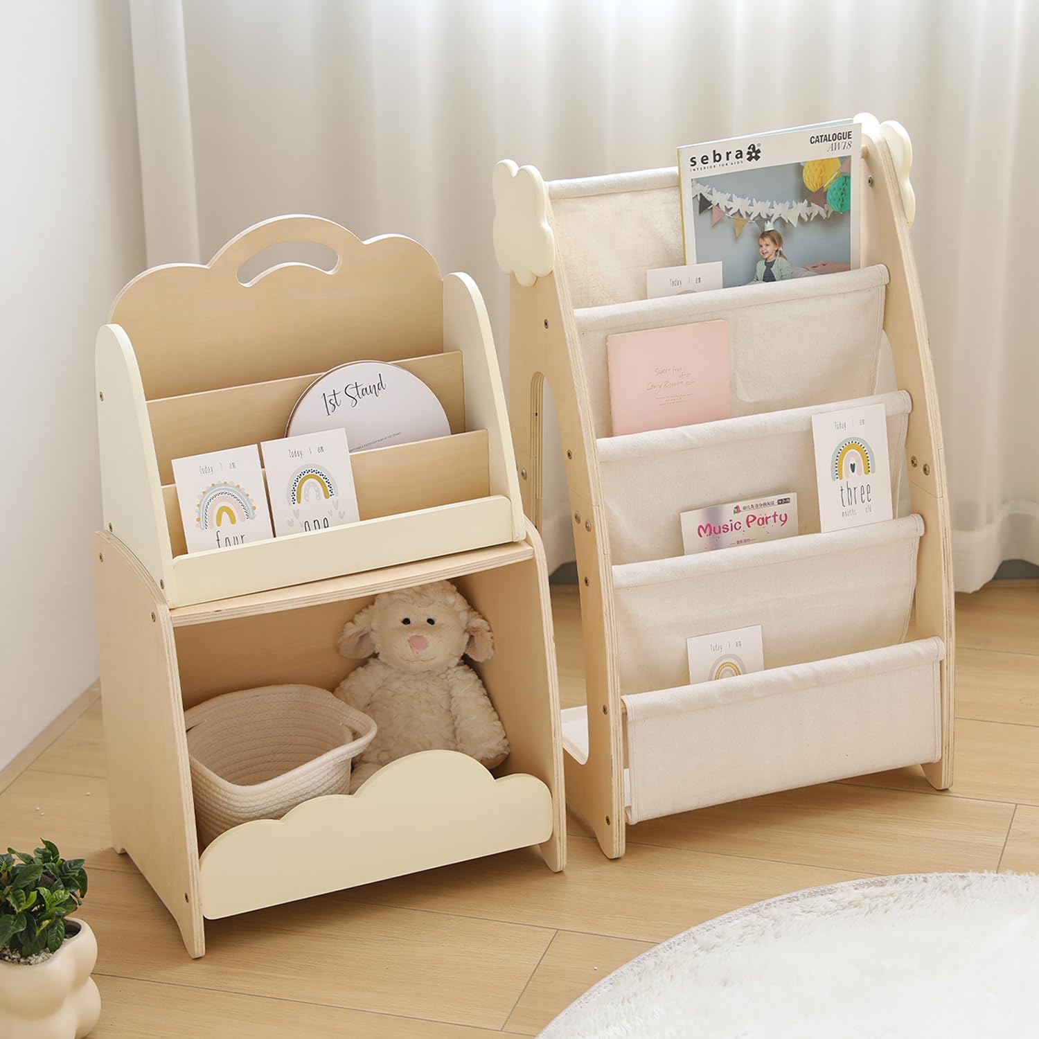 Amazon.com: Double-Sided Montessori Bookshelf for Kids, Rattan Book ...