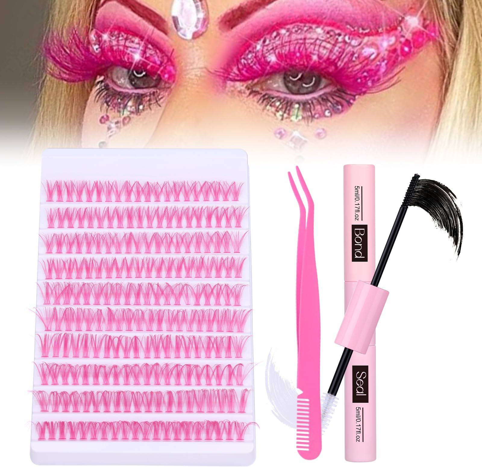 Amazon.com: Colored Red Lash Clusters, 3D Volume 20D Curl C, Thickness ...