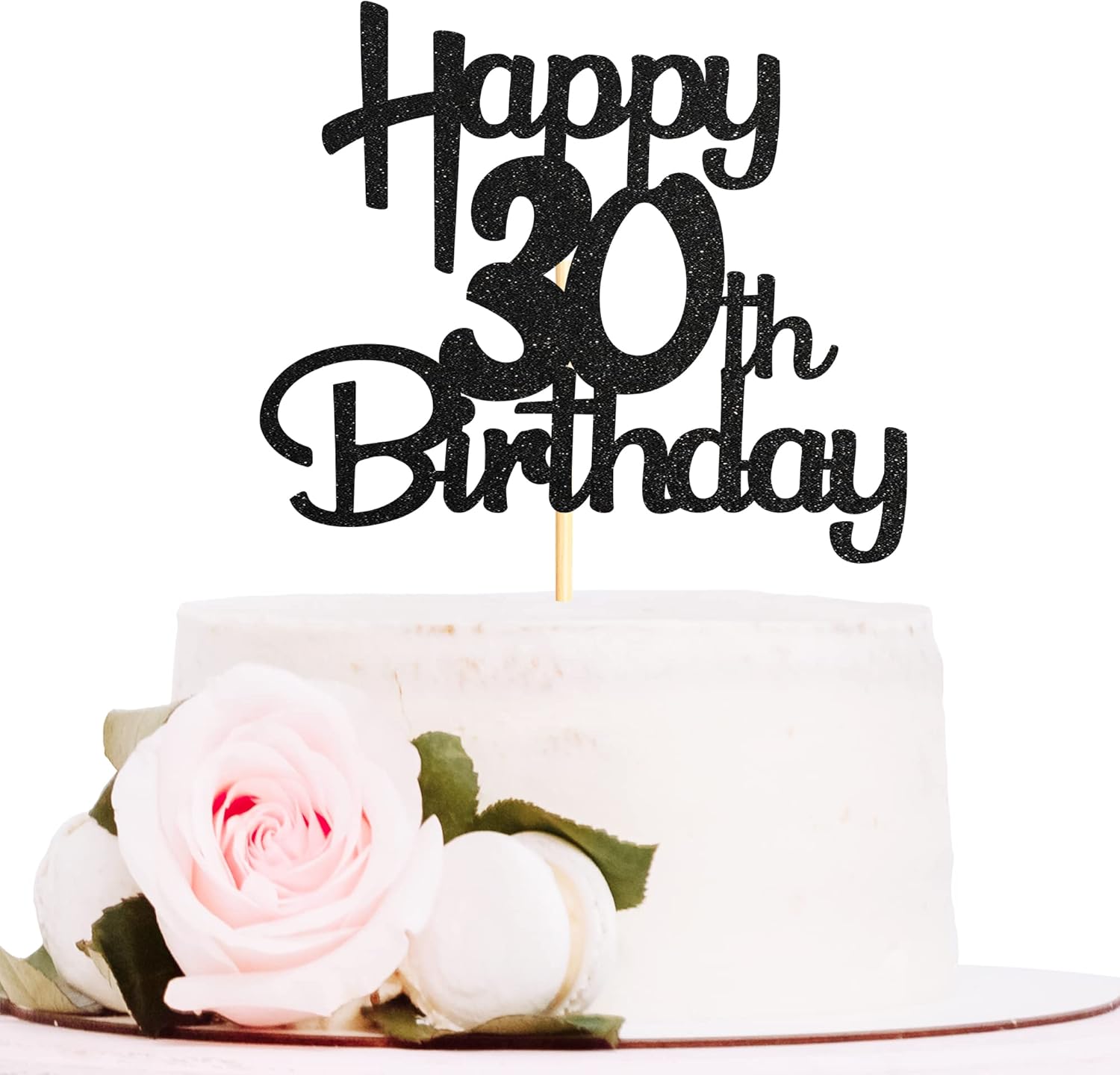 Sotpot Happy 30th Birthday Cake Topper Black Glitter 30th Cake Toppers ...