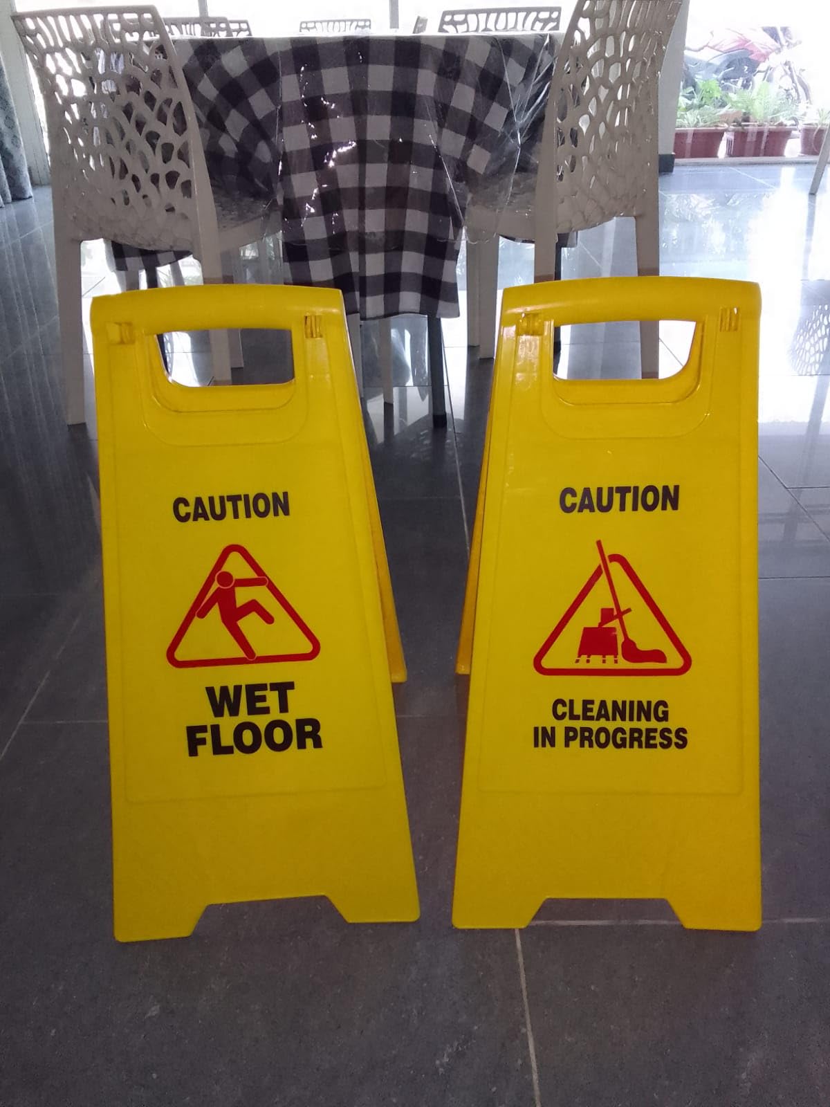 DHWANI ENTERPRISE Caution Standing Board (Combo Of 2 Pcs Sign Board,Wet ...