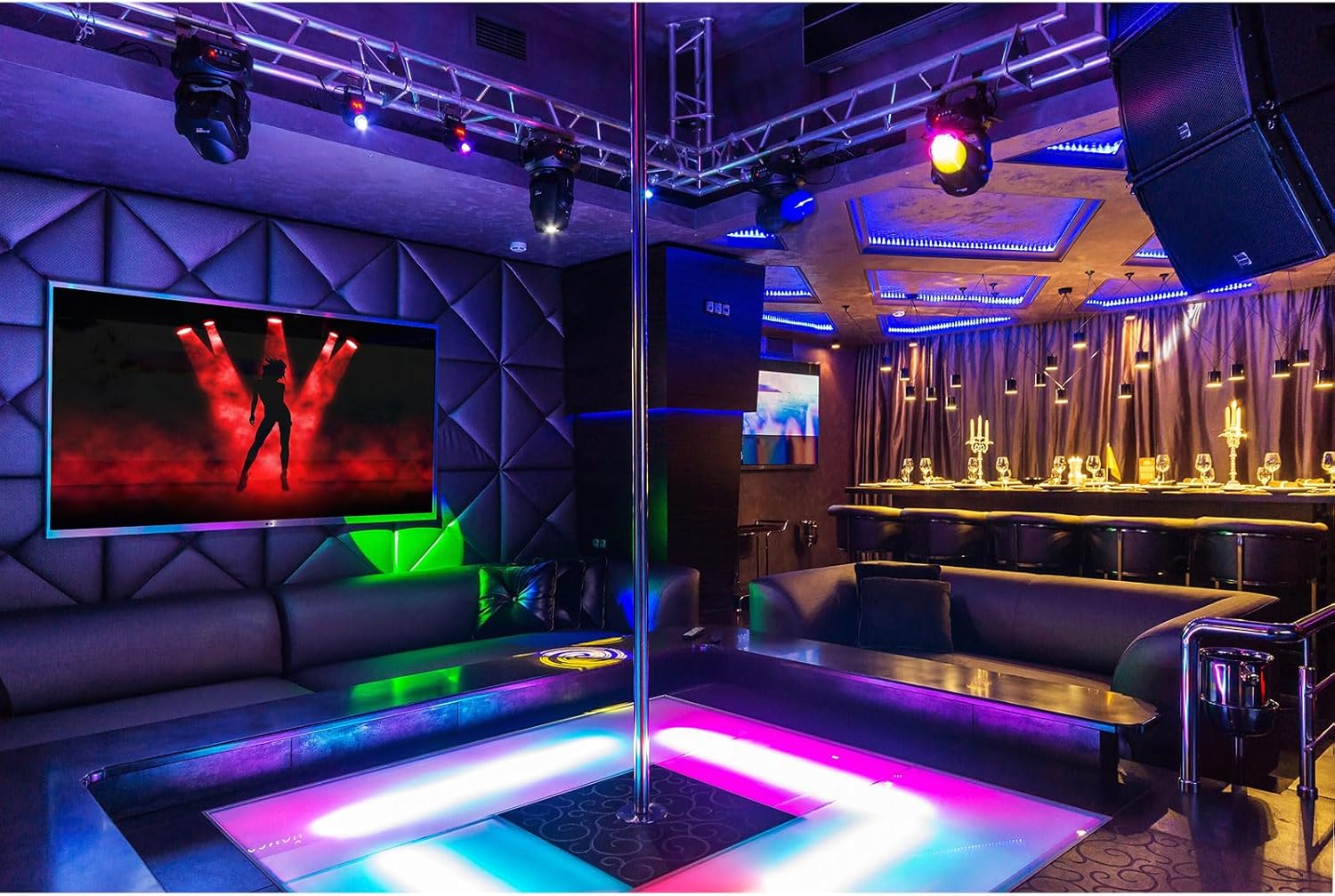 Amazon.com : 7x5ft Night Club Dance Pole Backdrop Spotlight Nightclub ...