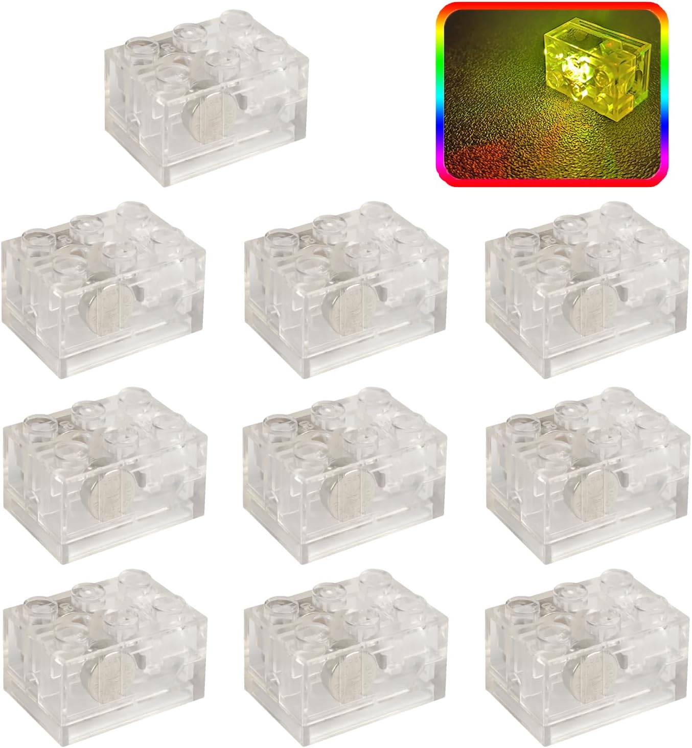 Amazon.com: Lights Bricks, 10PCS 2x3 Classic Light Up Bricks ...