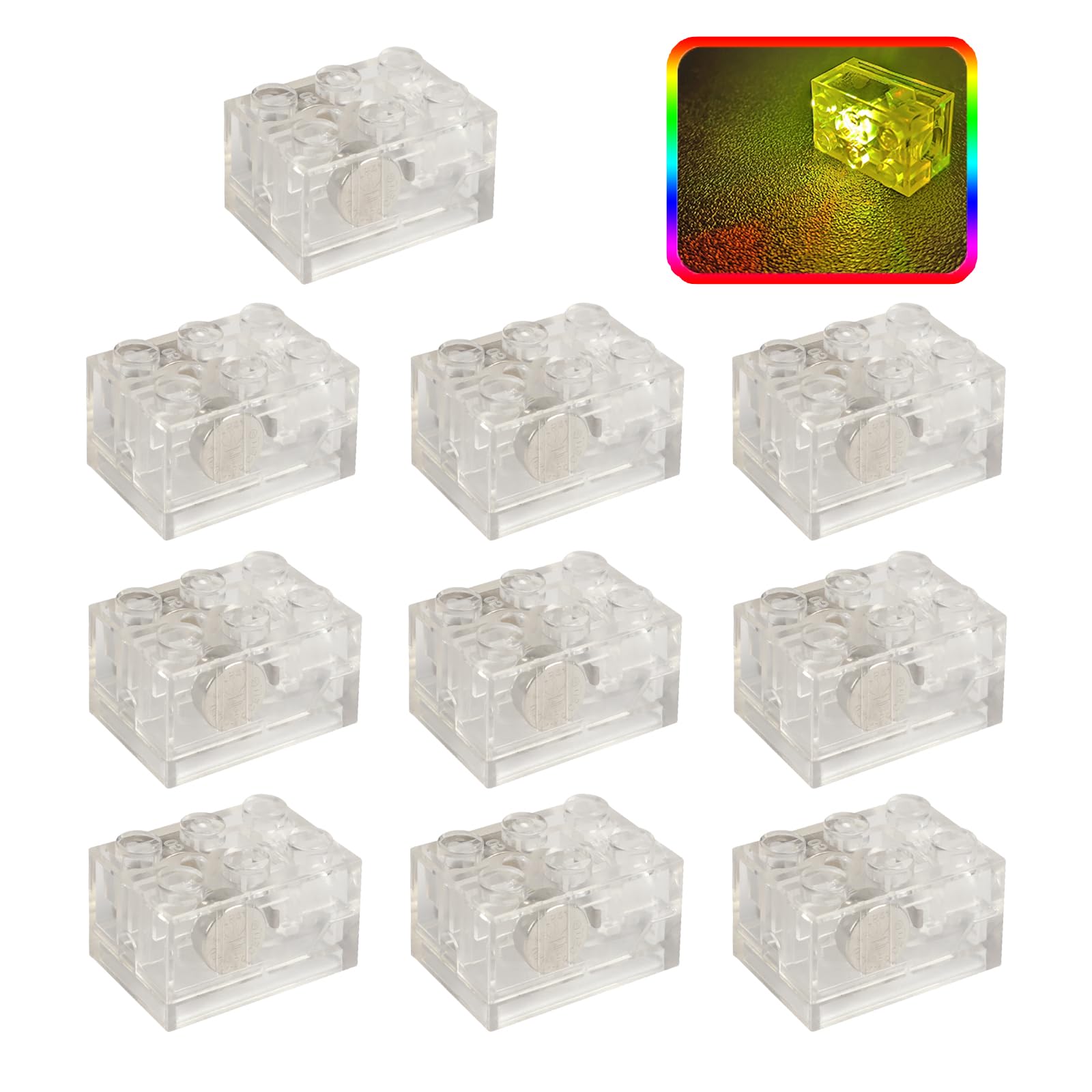Amazon.com: Lights Bricks, 10PCS 2x3 Classic Light Up Bricks ...