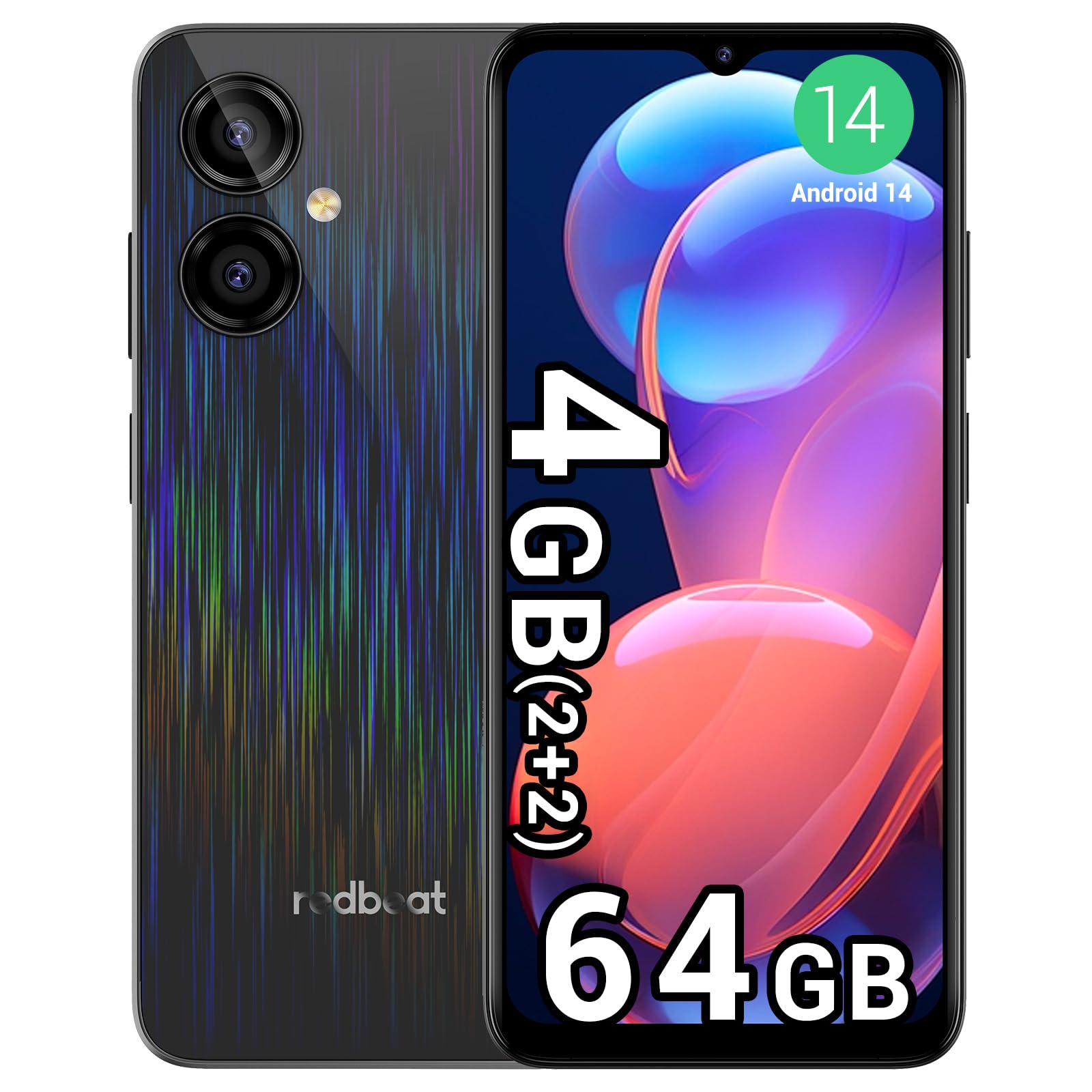 Amazon.com: redbeat D5 Android 14 Unlocked Cellphone,6.52" HD Display Screen,Octa-Core,64GB ...
