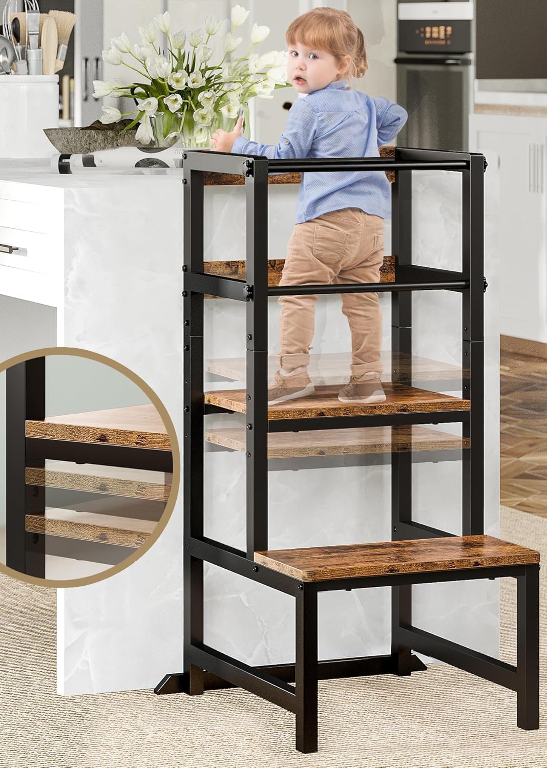 Amazon.com: INNOD Kitchen Step Stool for Toddlers, Height Adjustable ...