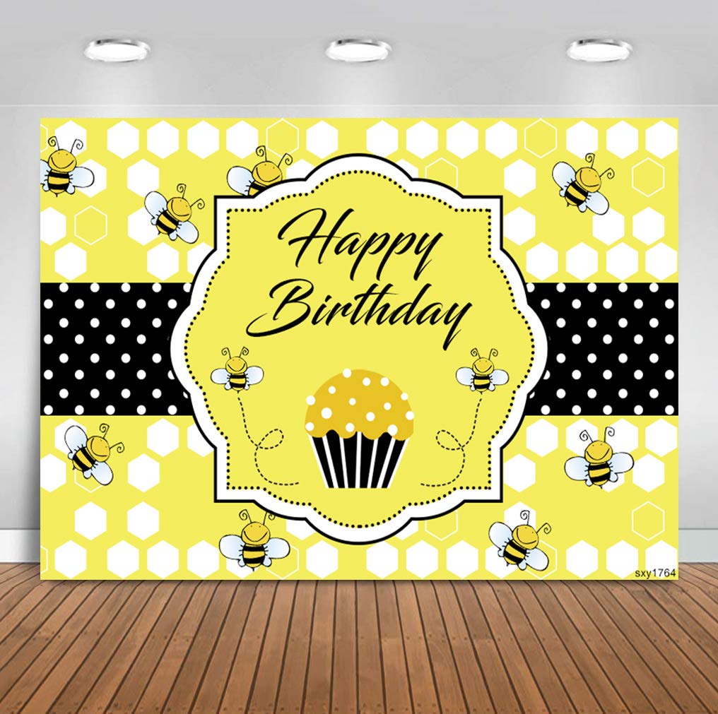 Sensfun Honey Bee Birthday Backdrop Happy Bee Day First Birthday Photo ...