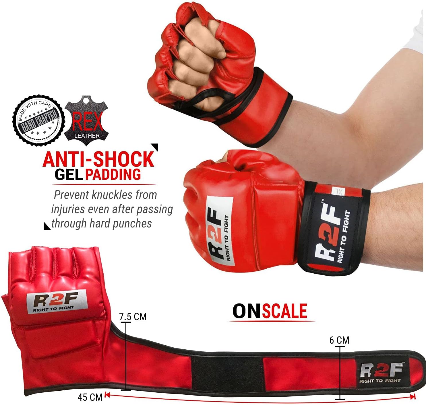 R2F MMA Grappling Gloves Sparring, Open Palm Punching Bag Gloves Bag ...