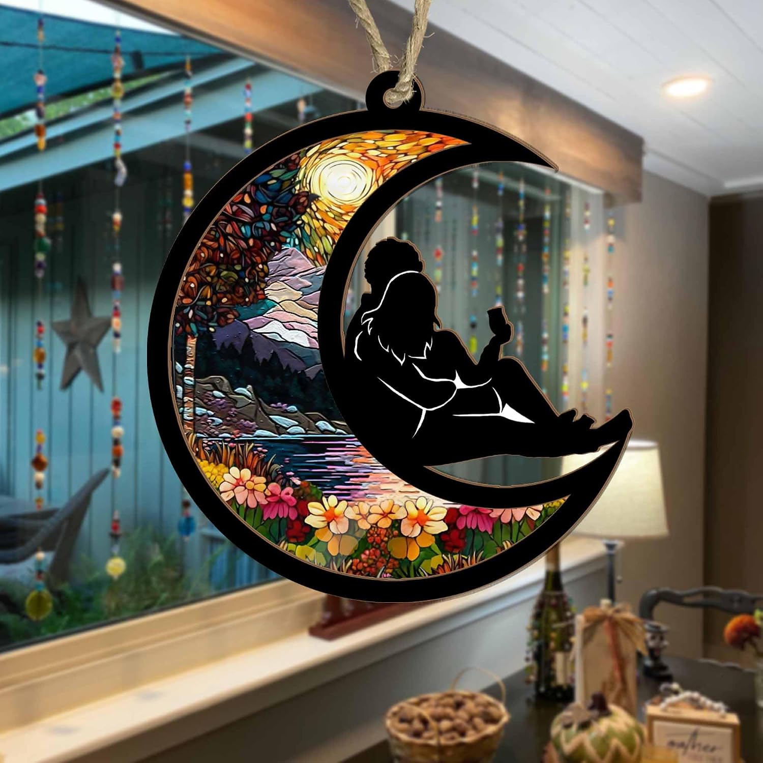 Amazon.com: WHIDOBE Couple Suncatcher Ornament, Suncatcher Christmas ...