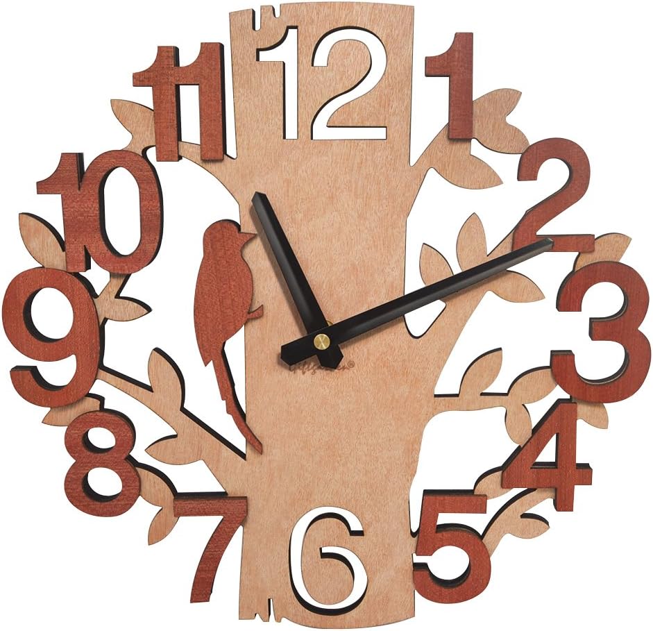 Amazon.com: Giftgarden Tree Shaped Wall Clock Wood Decorations ...