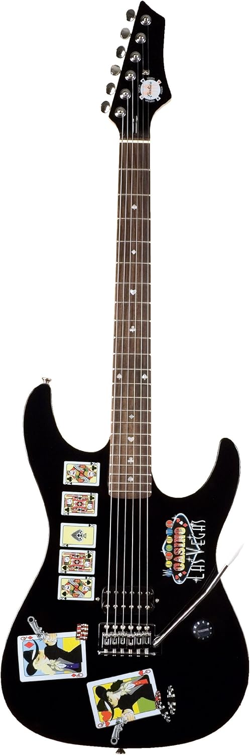 Amazon.com: AXL AS-711-BK Poker Electric Guitar, Black : Musical ...