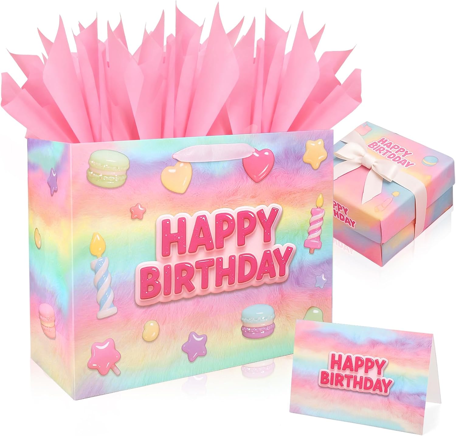 Amazon.com: Vodolo 13” Happy Birthday Gift Bags with Tissue Paper ...