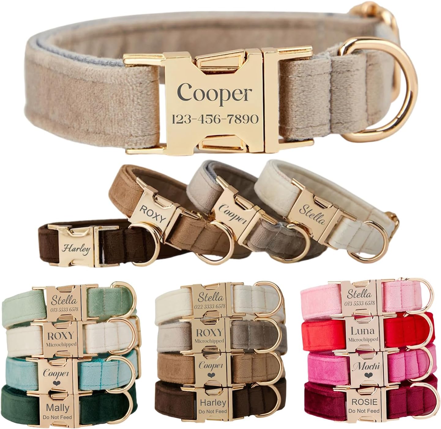Personalised Dog Collar with Custom Name Tag Adjustable Polyester ...