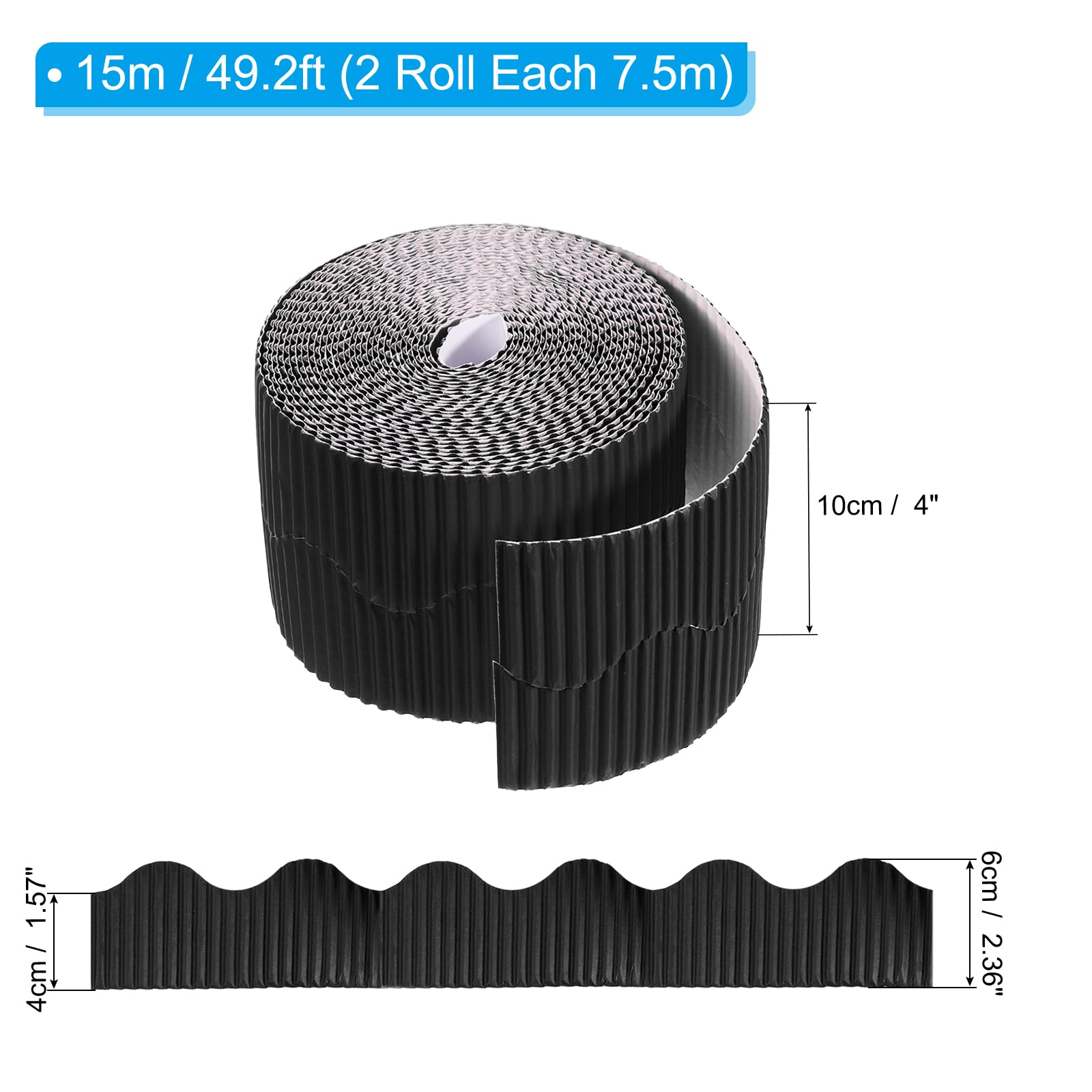 PATIKIL 3.9inch x 49.2ft Bulletin Board Border, Scalloped Trim Paper ...