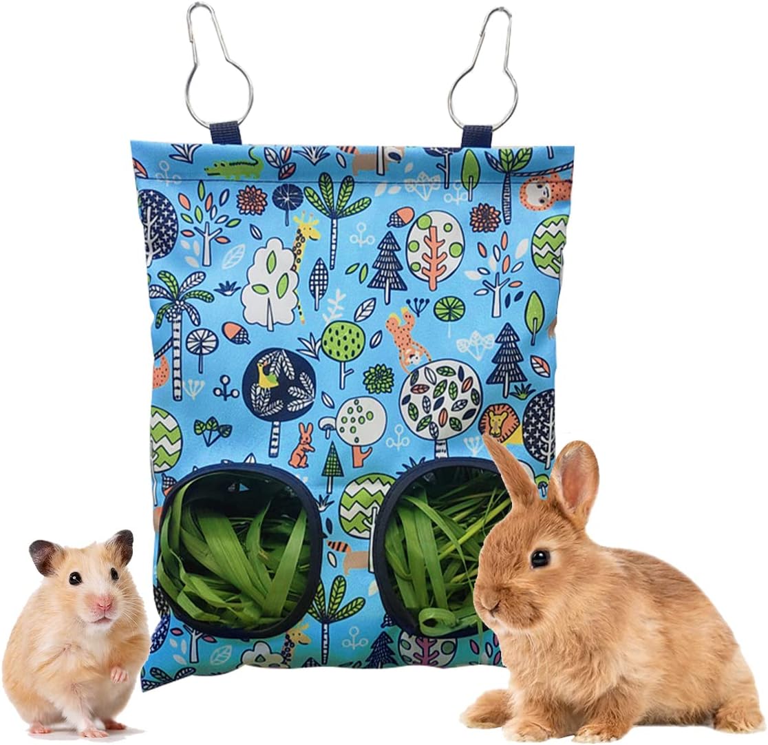 2 Pcs Rabbit Hay Bags,Hanging Hay Feeding Bag Hay Feeder with Hooks ...