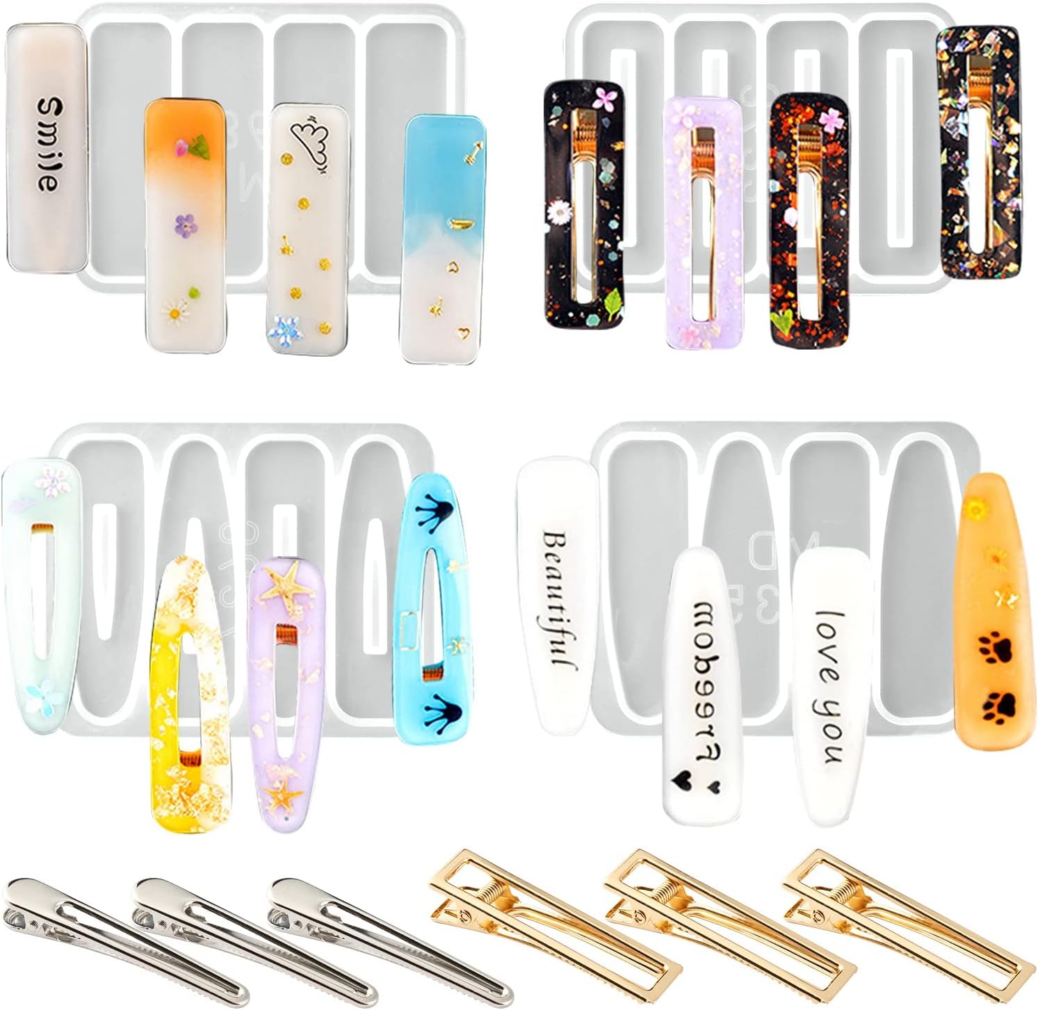 Amazon.com: BEEFLYING 4Pcs Hair Clip Silicone Molds Kit Resin Silicone ...