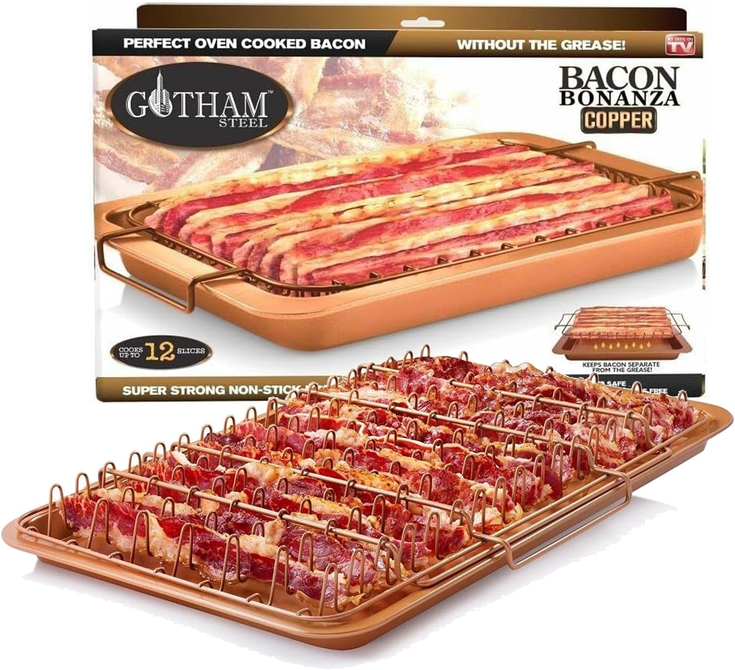 Bacon Bonanza by Gotham Steel Oven Healthier Bacon Drip Rack Tray with ...