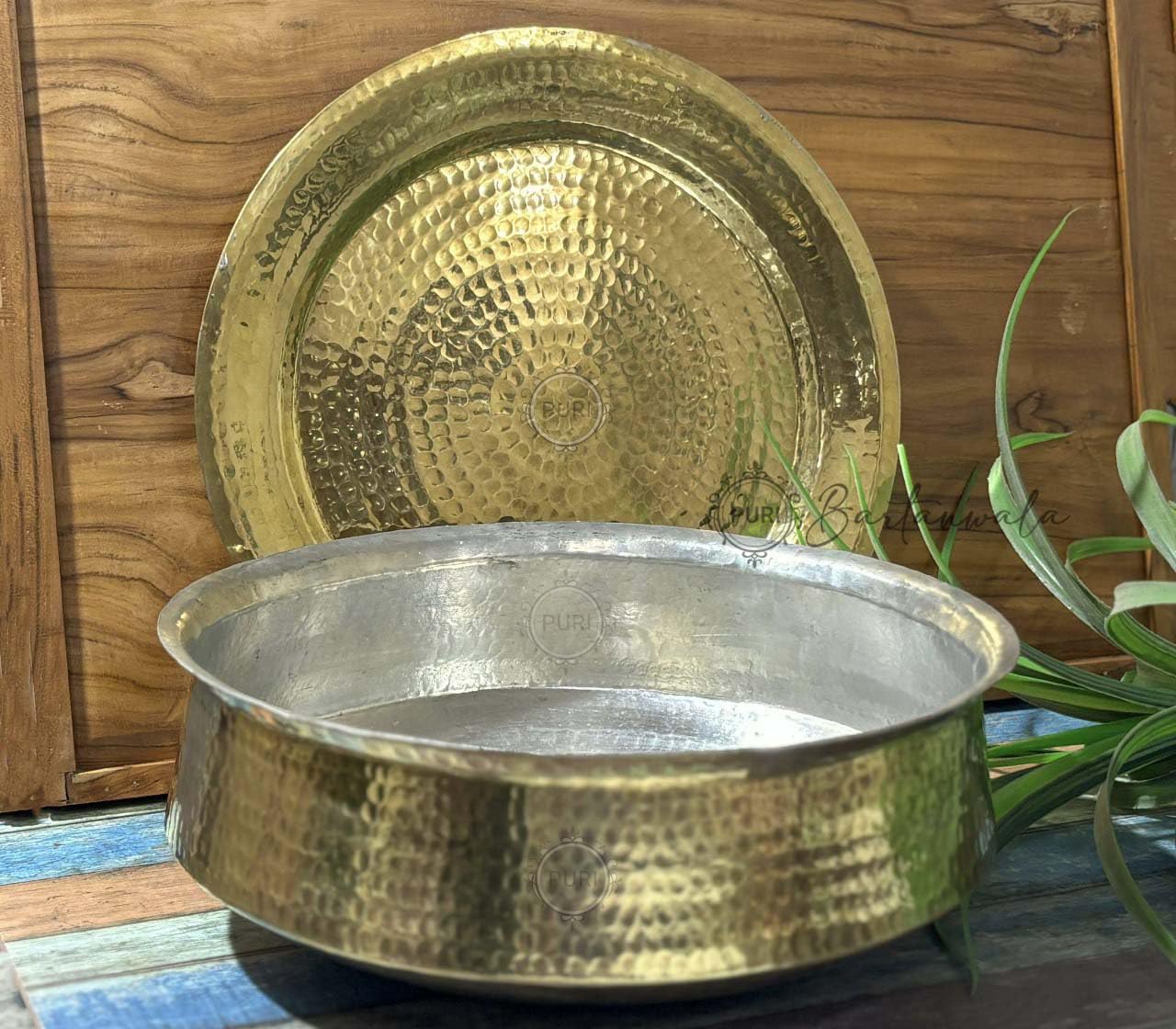 Buy PURI - Brass/Pital Non Stick Lagan for Cooking 14 Inch with Lid and ...
