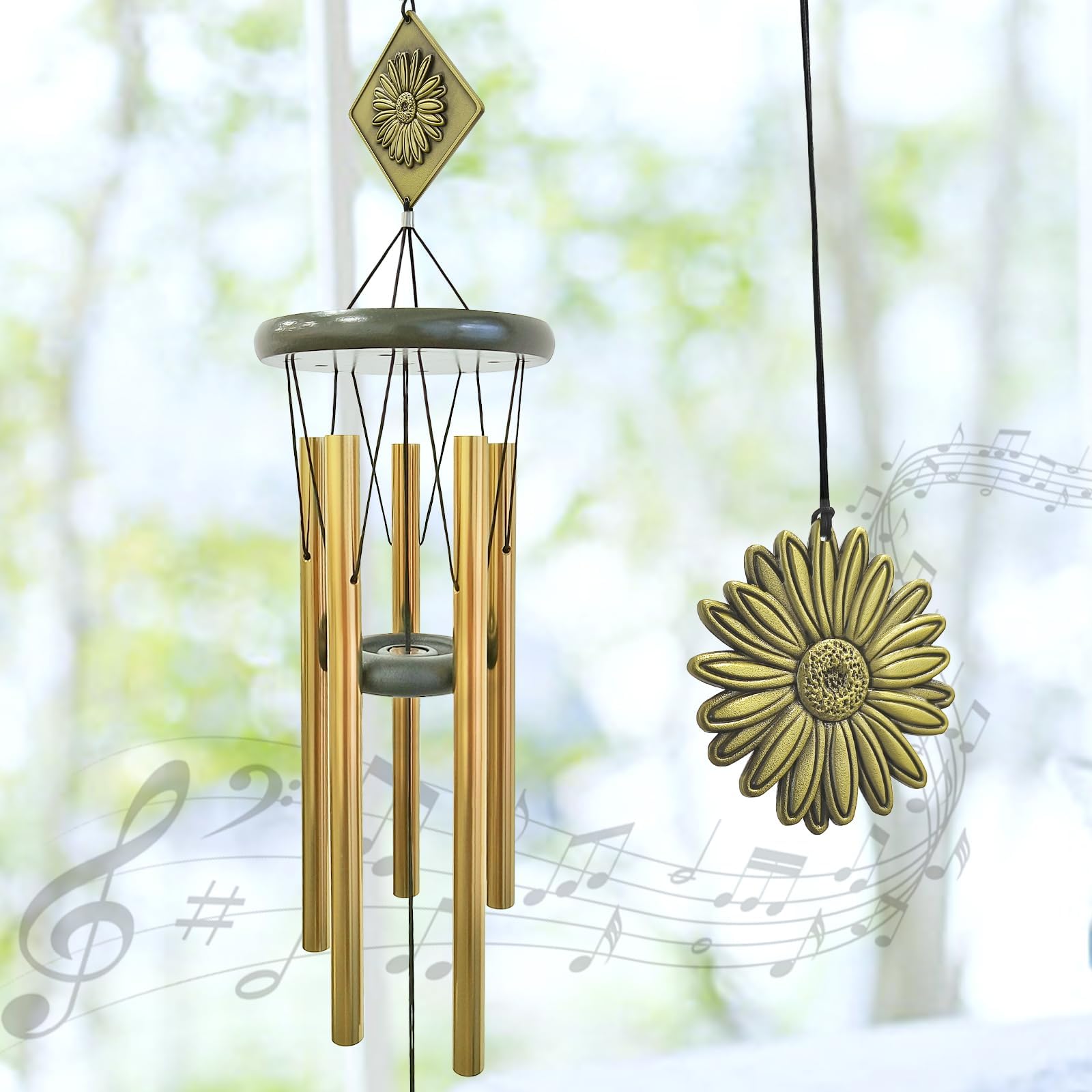Amazon.com : JYPS Solar Wind Chimes for Outside Sunflower WindChimes ...