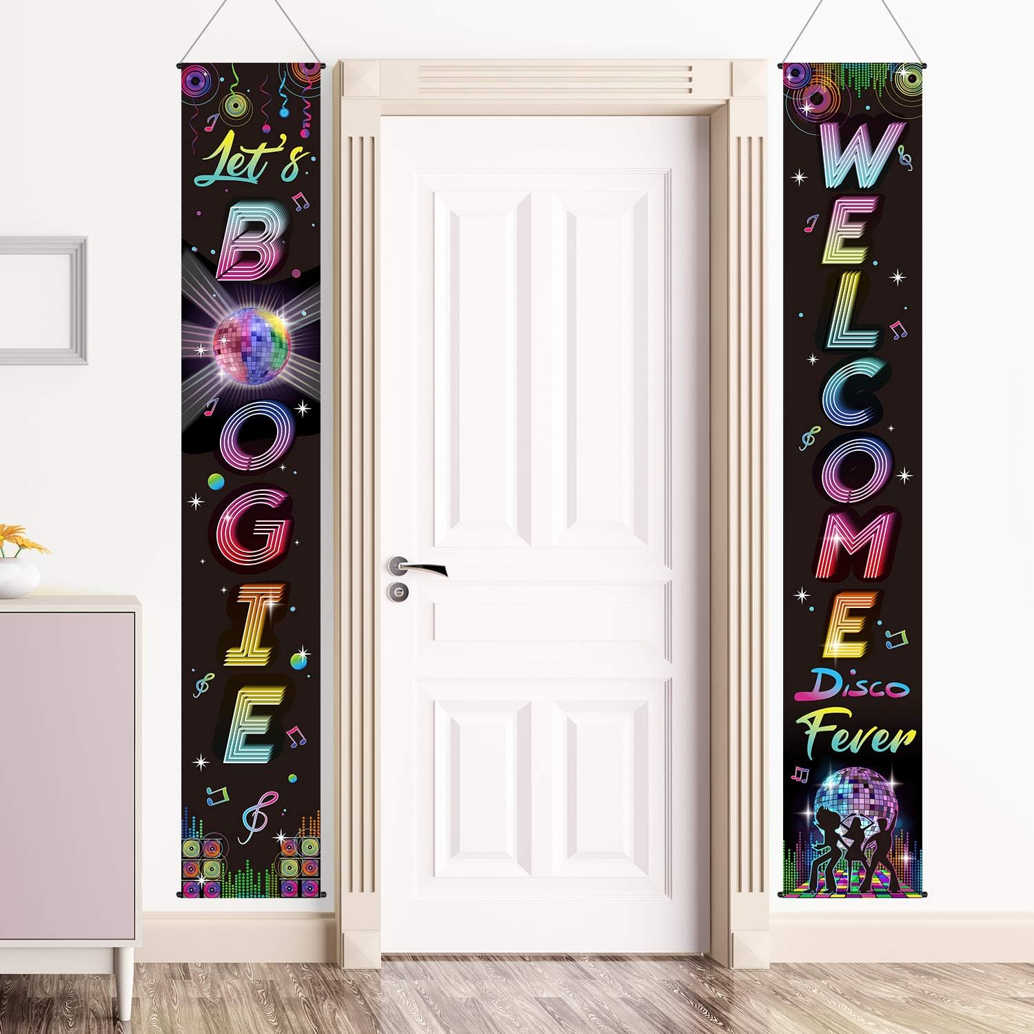Amazon.com: Disco Party Banner Backdrop Time to Boogie 70s 80s Neon ...