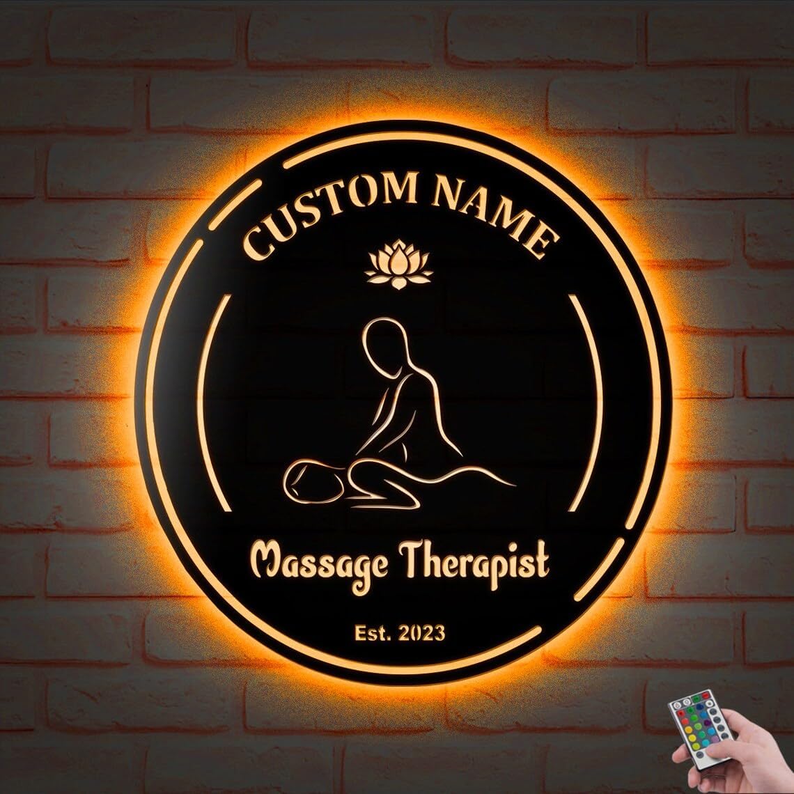 Custom Massage Therapist Metal Wall Art With LED Light Personalized ...