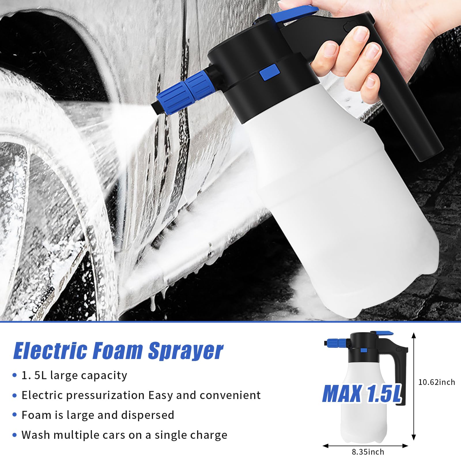 Snapklik.com : 1.5L Electric Car Foam Sprayer, Battery Powered Foam ...