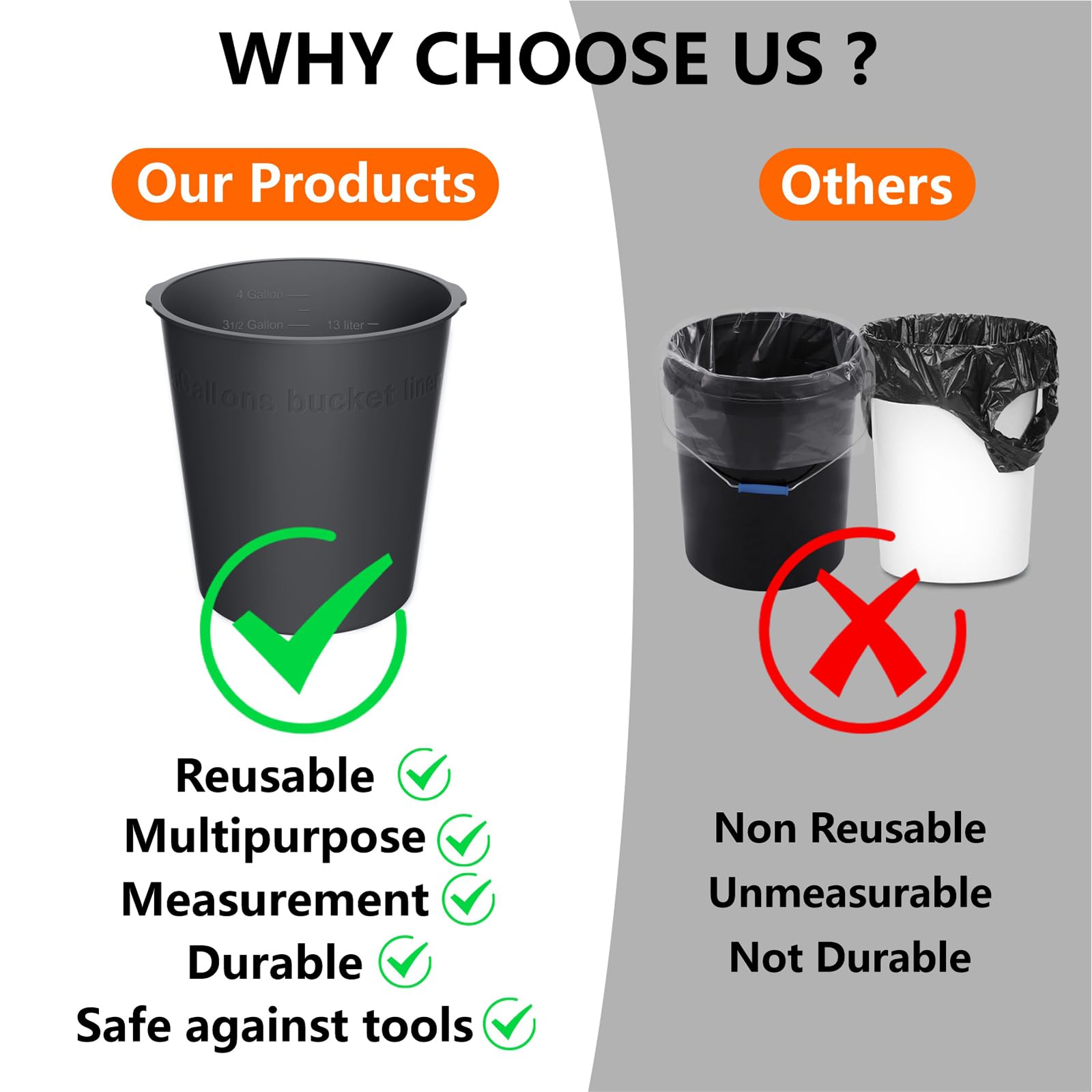 3.5 Gallon Bucket Liner 3.5 Gallon Reusable Silicone Bucket Liner ...