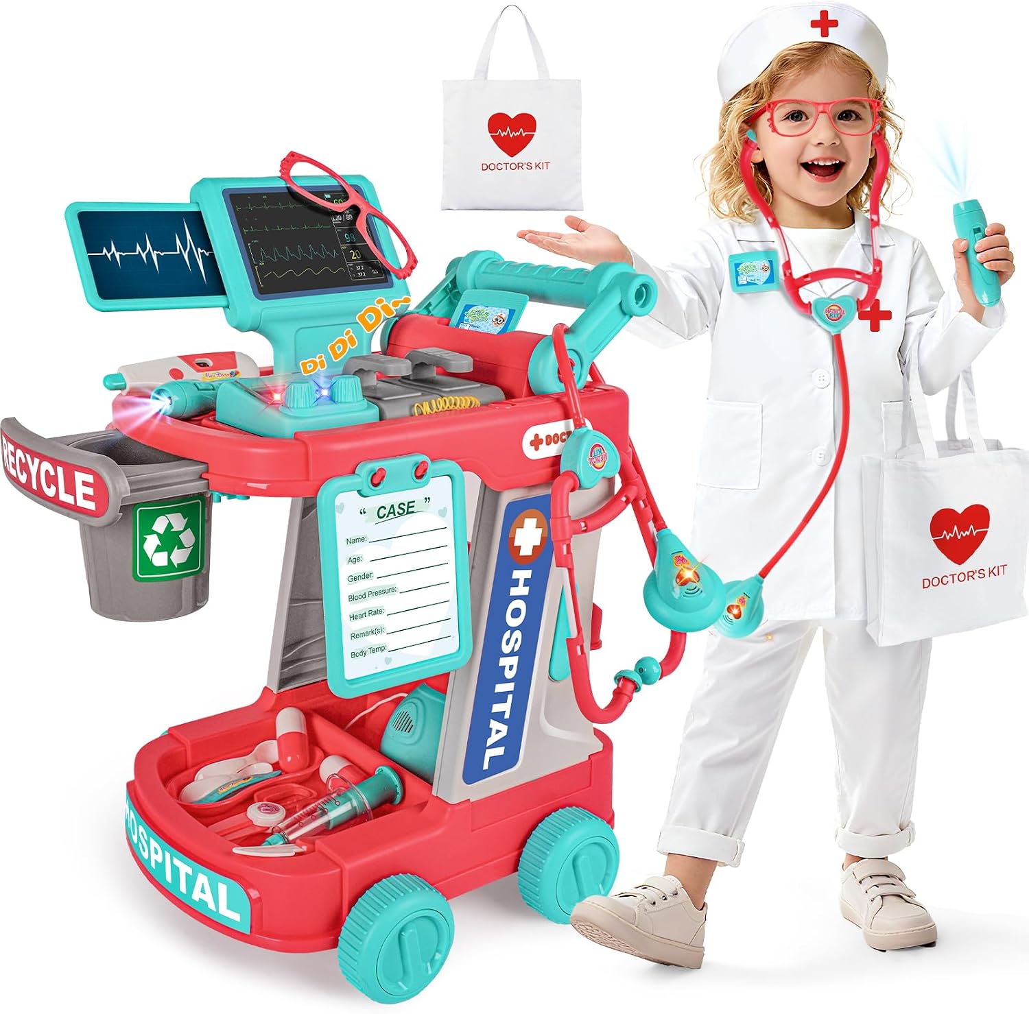 Upgraded Doctor Pretend Playset for Toddlers, Pretend Play Medical Toy ...