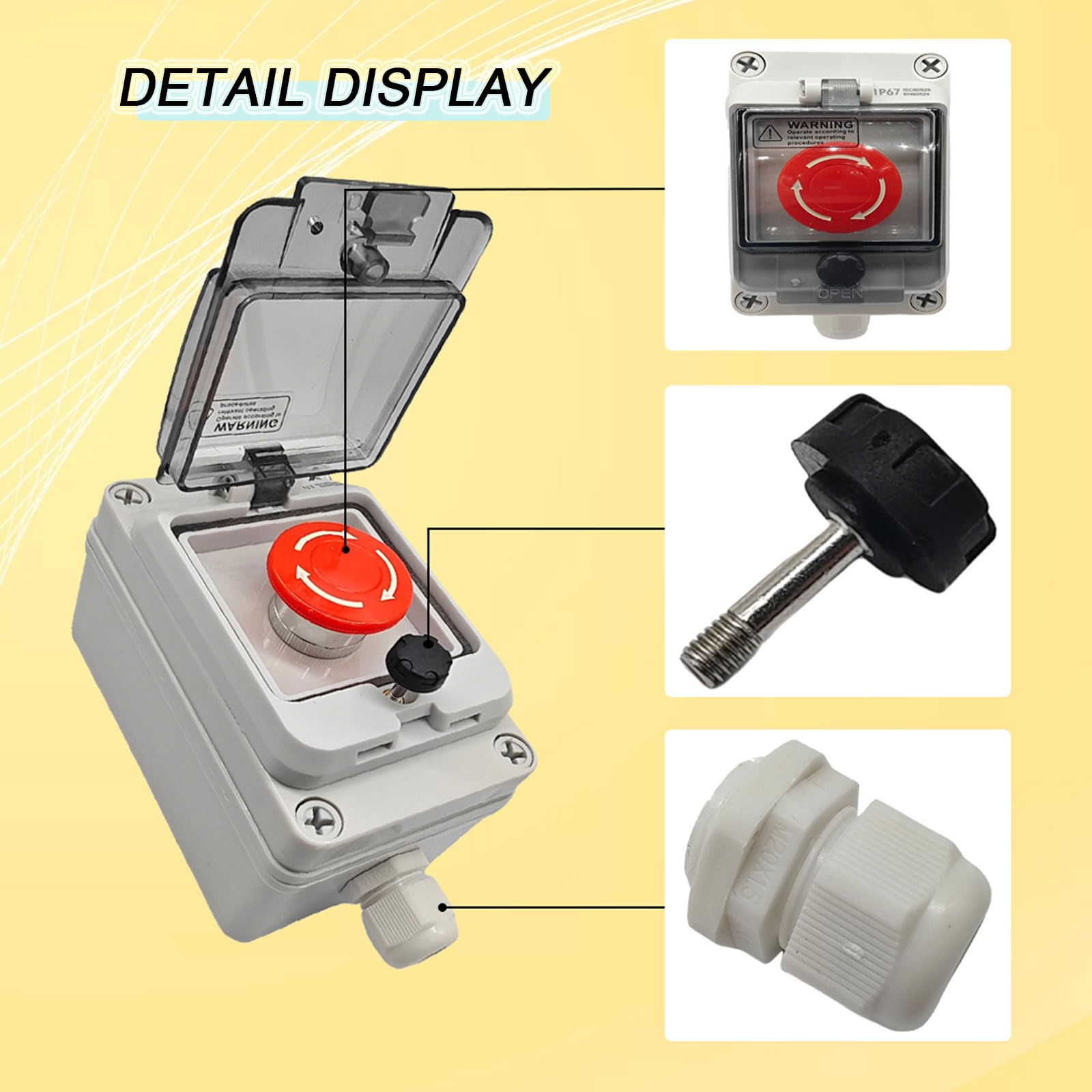 Snapklik.com : Emergency Stop Button Box 660V 10A Waterproof Outdoor