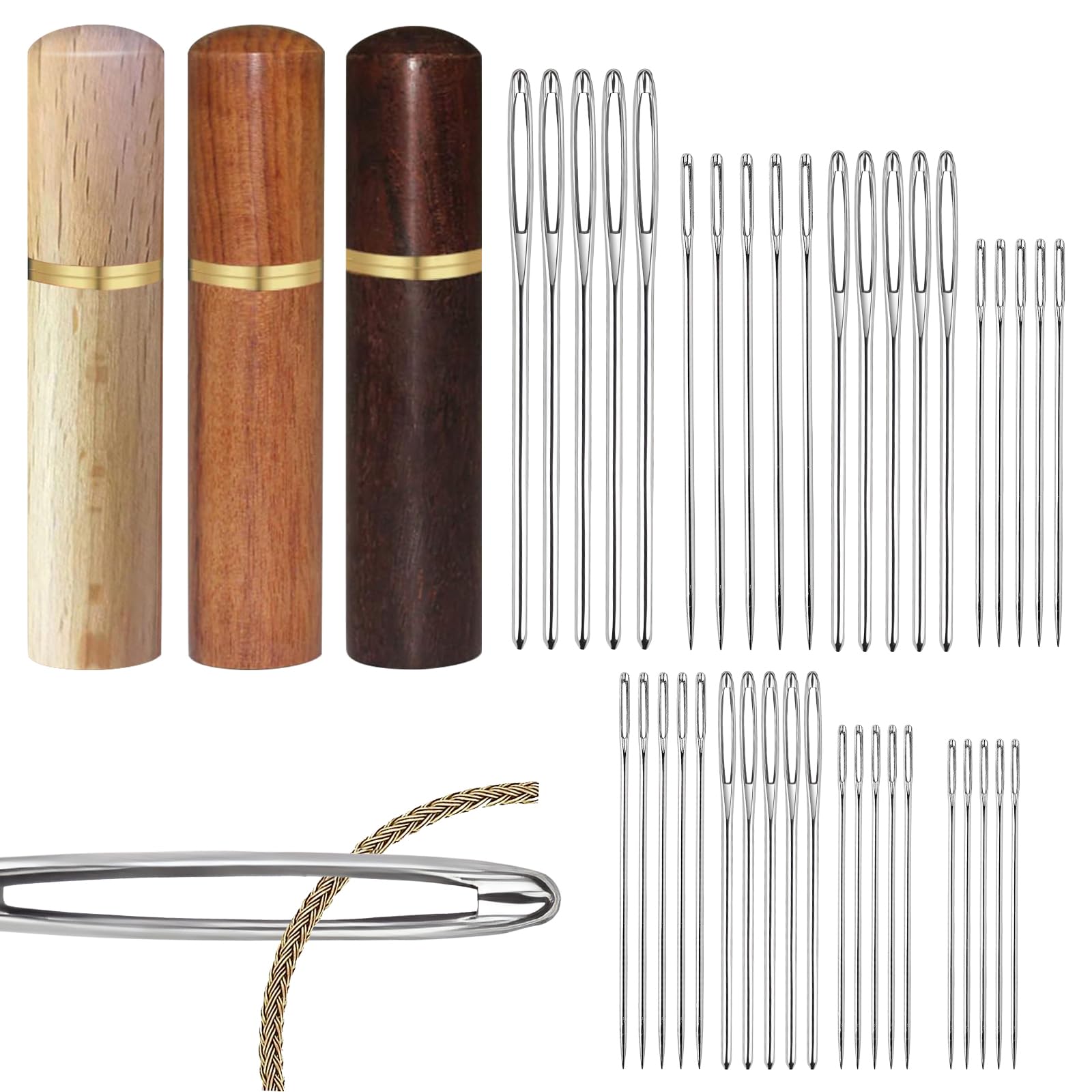 Amazon.com: Large-Eye Blunt Needles,40 PCS Heavy Duty Hand Sewing ...