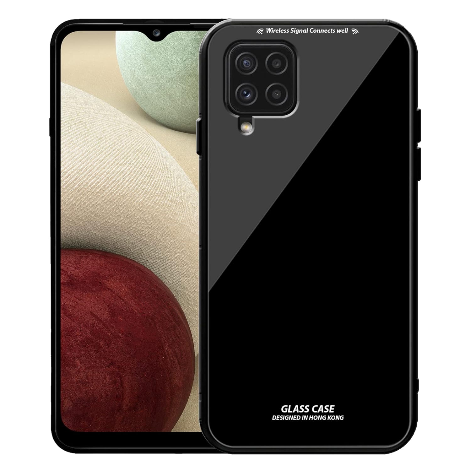 Luxury Glass Back Cover for Samsung Galaxy A12, Soft Edge TPU Clear ...