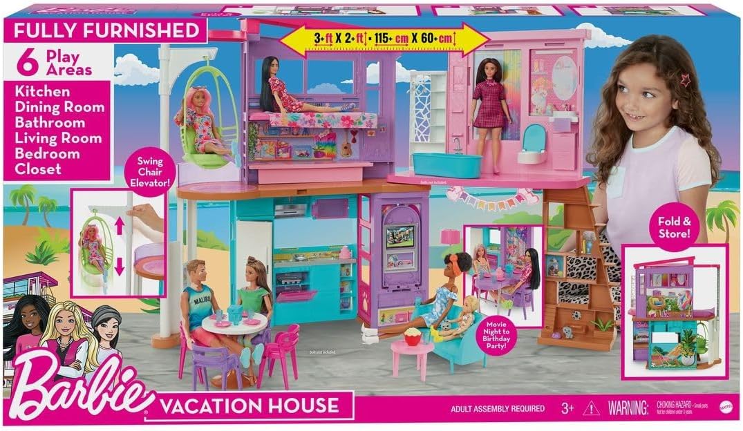 Barbie Casa de bonecas Malibu, HCD50, Multicolor : Amazon.com.br ...