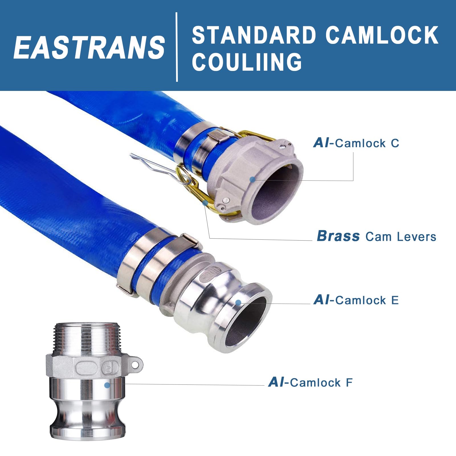 2" x 100' Heavy Duty Discharge Hose Blue PVC Backwash Hose for Swimming ...