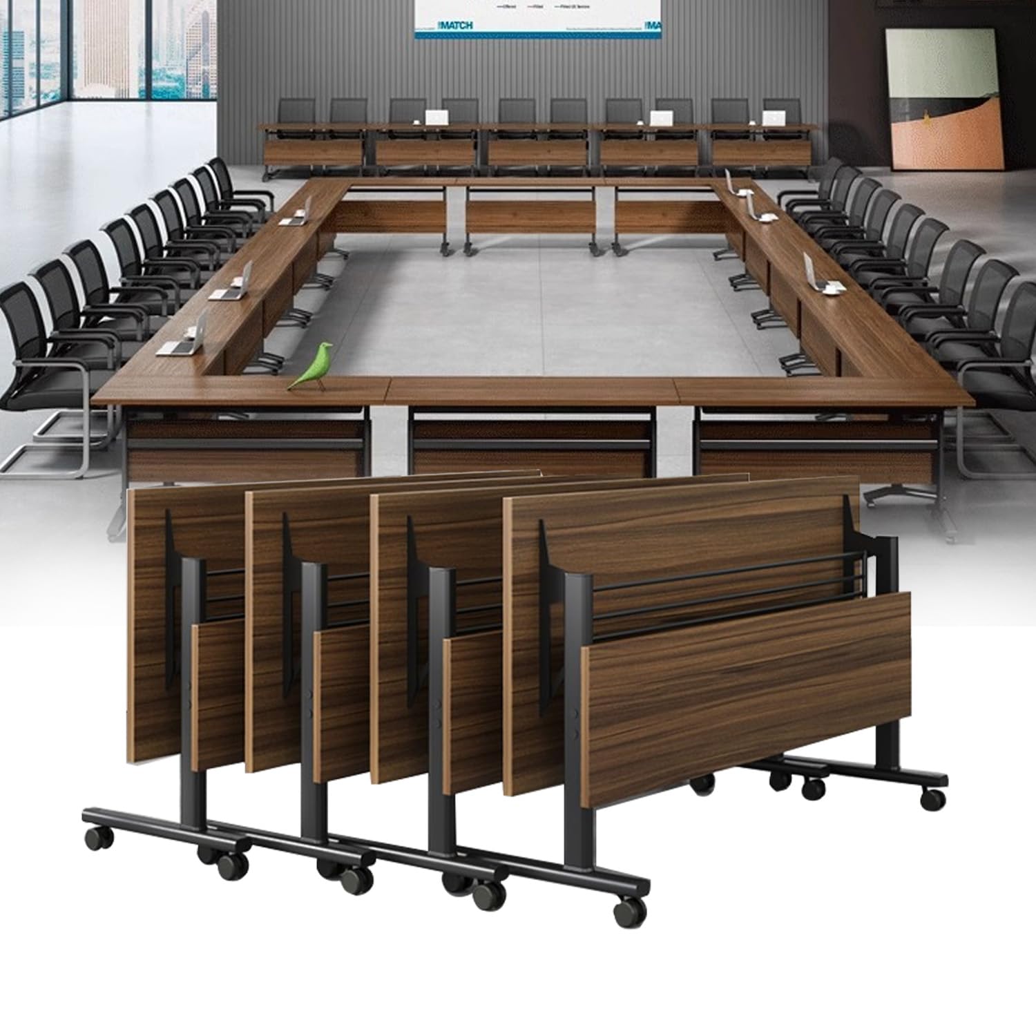 Amazon.com: Folding Conference Table,Modern Office Conference Room Table,Mobile Flip Top ...