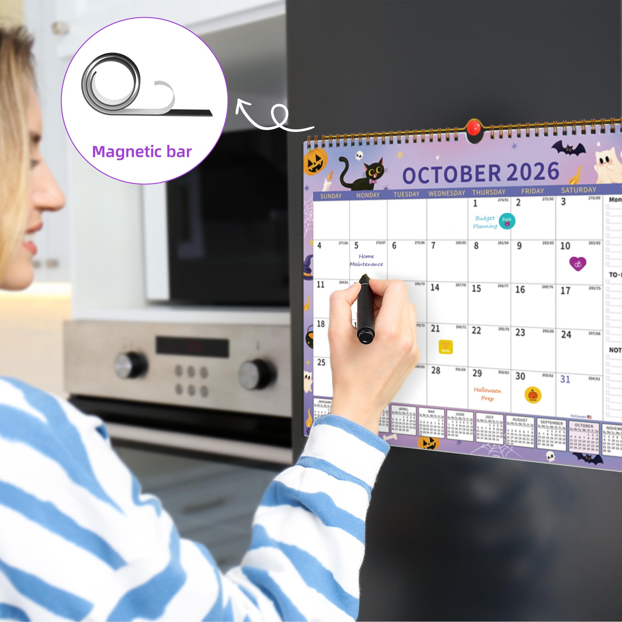 Snapklik.com : 2025 Wall Calendar Planner Hanging Spiral Bound Magnetic ...