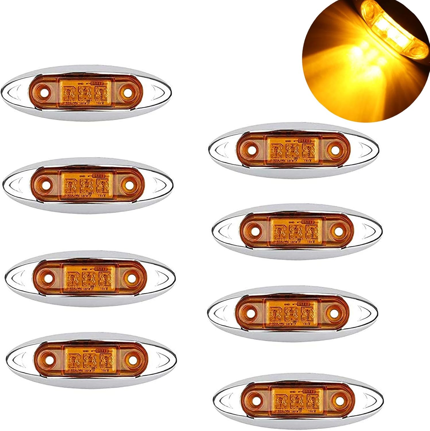 Amazon.com: NBWDY 8Pcs Universal Waterproof Amber LED Side Marker Light ...